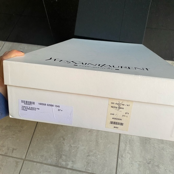 Yves Saint Laurent | Shoes | Ysl Suede Patent Tribute Boots With ...